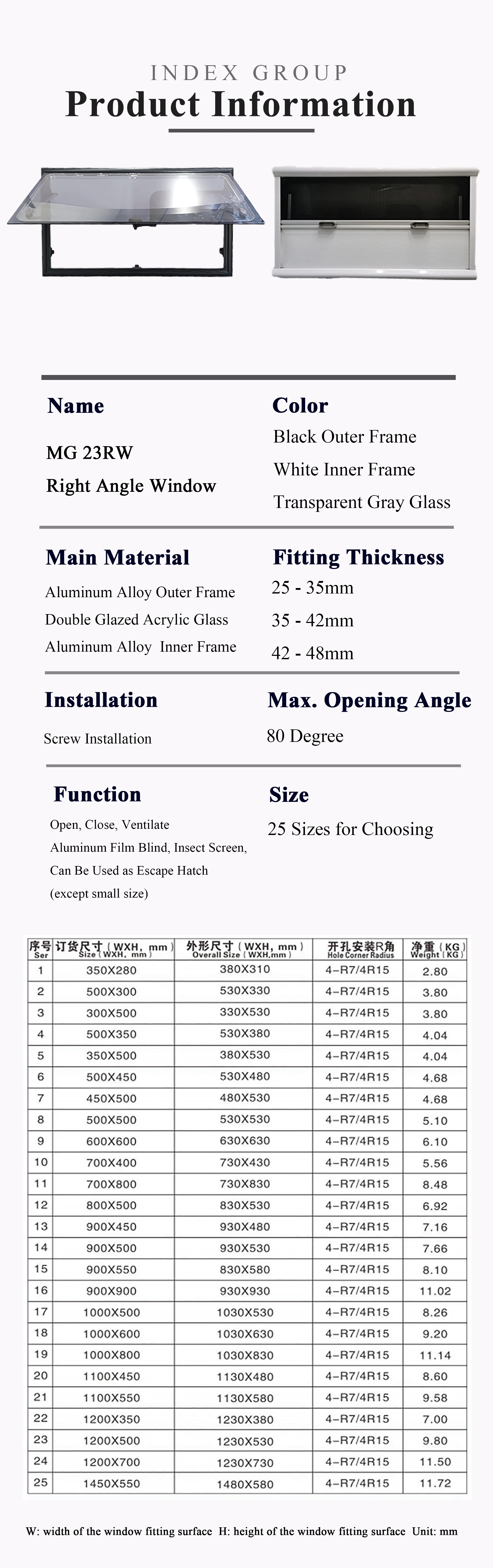 New Generation Rv Window Motorhome Window 700*400mm Flat Right Angle ...