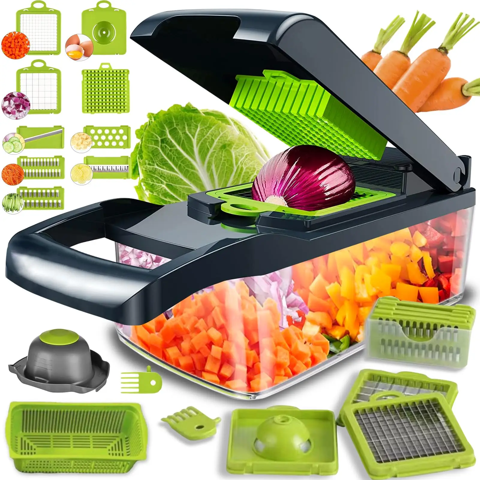 Multifunctional 12 in 1 Manual Stainless Steel Vegetable Chopper ...