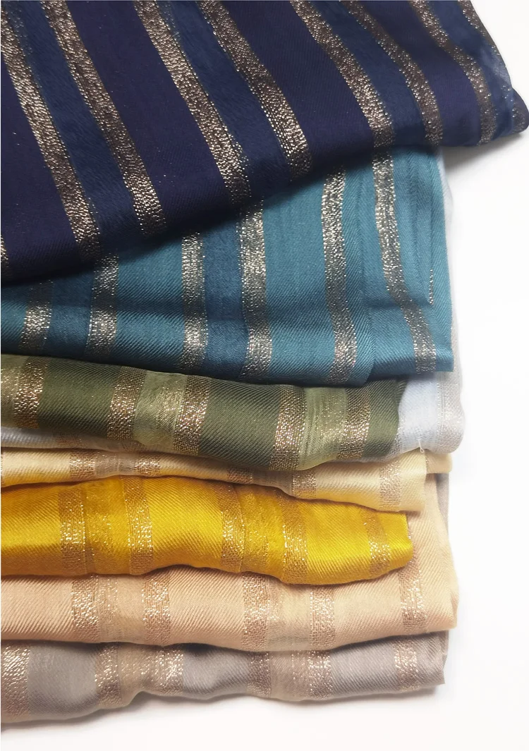 Designers Custom Muslim Shimmer Stripes Satin Silk Scarf Cotton Voile ...