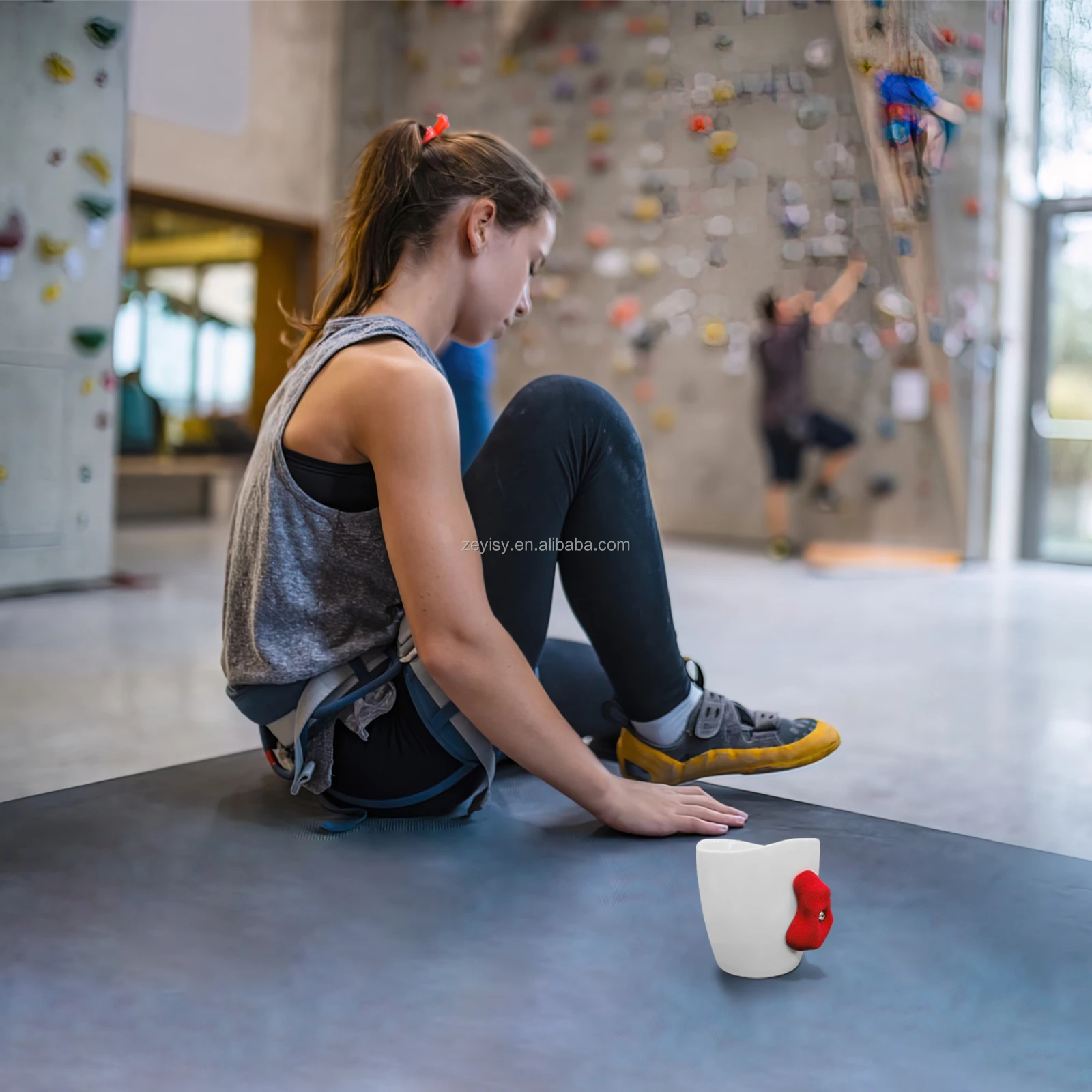 Rock Climbing Mug with Realistic Climbing Handboard