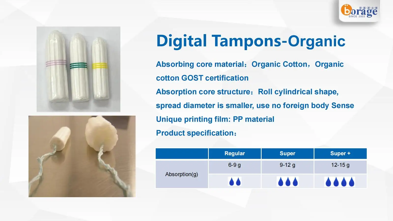 Professional Custom High Quality Feminine Hygiene Tampons