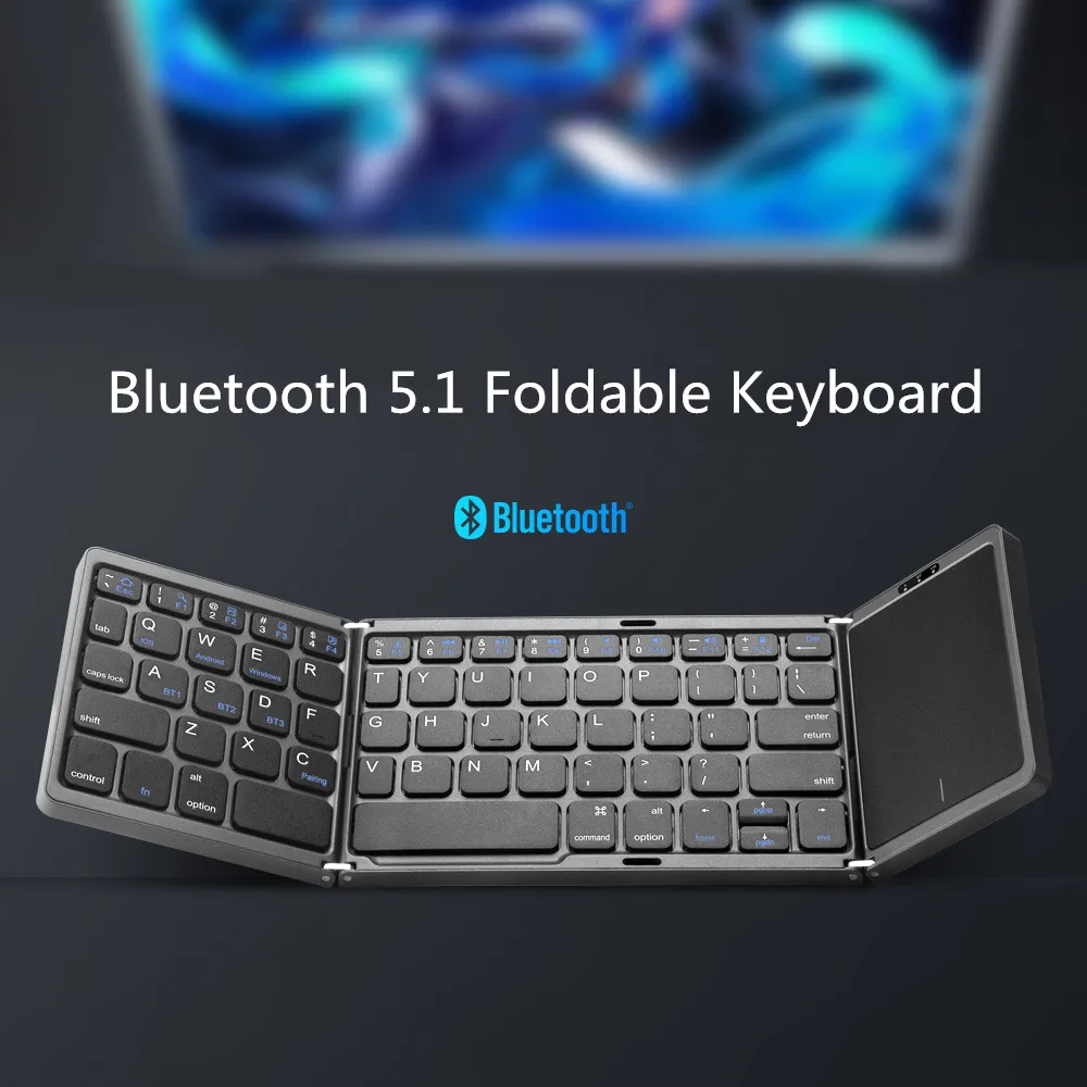 Foldable Blue Tooth Keyboard,Tri- Folding Portable Wireless Keyboard ...