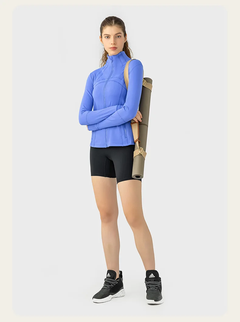 Zip Long Sleeve Sports Yoga Top Running Coat Workout Wear Gym Fitness ...