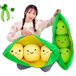 Giant Pea Plush Toy Pea Pod Pillow Cute Pea Stuffed Toy With Cute ...