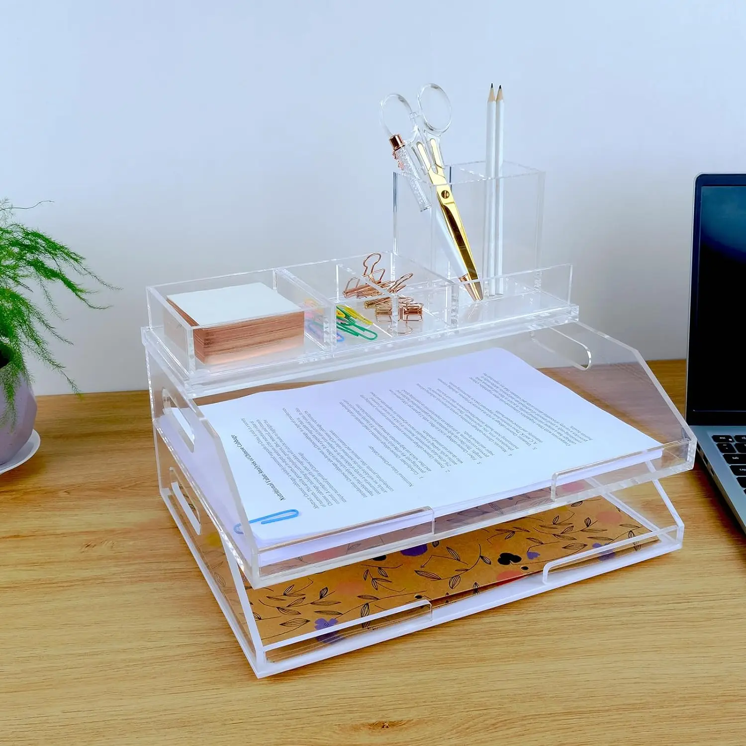 Desktop Organization Case 4-piece Desk Kit Acrylic Desk Organizer For ...