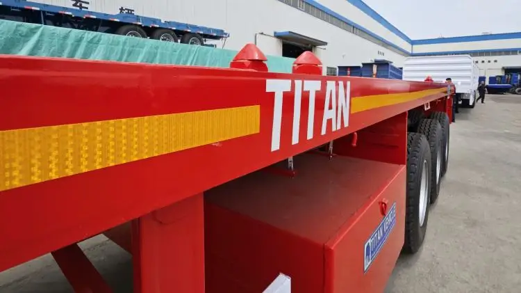 TITAN 40 Feet Trailer 3 Axle Semi Truck Flatbed Semi Trailer With ...