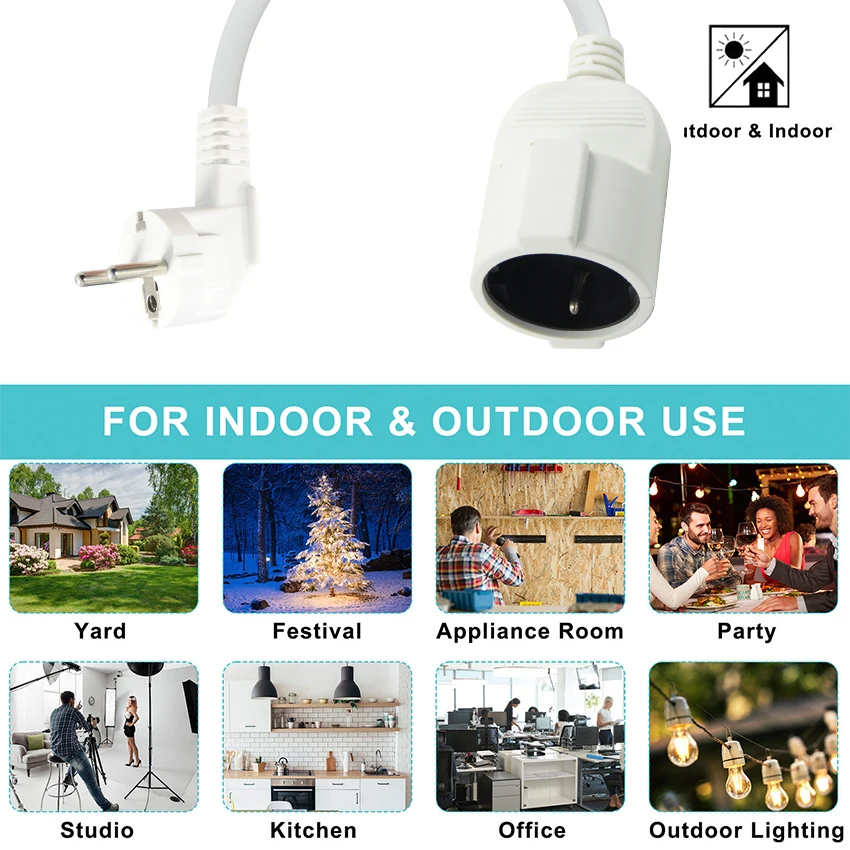 2.5m 16a 250v 3 Prong Ac Power Wall Cord European Plug Wire Cable White ...