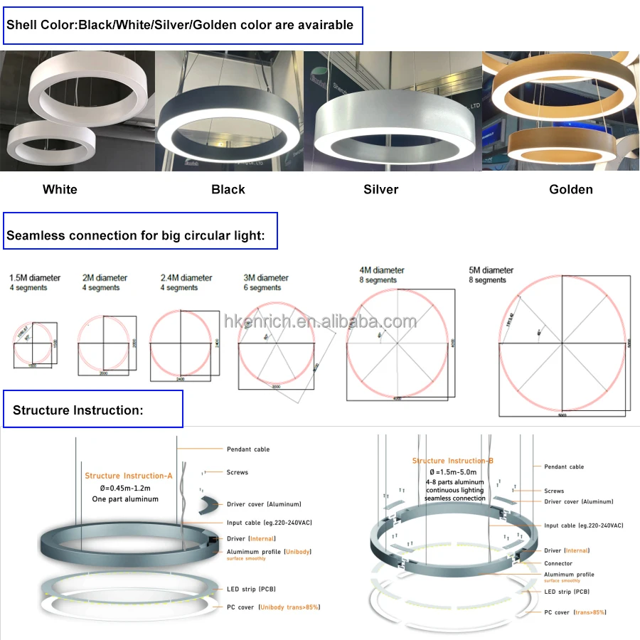 Modern Led Chandelier Circle Led Pendant Light 30w 40w 60w Led Hanging ...
