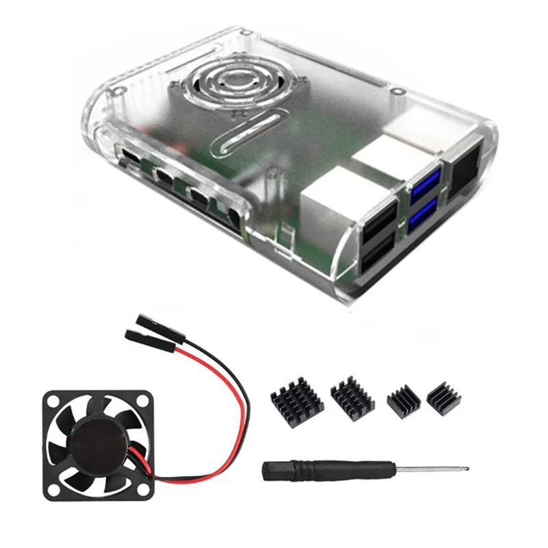 For Raspberry Pi 4 Case Protective Shell Black 3 Pcs Heatsink And ...