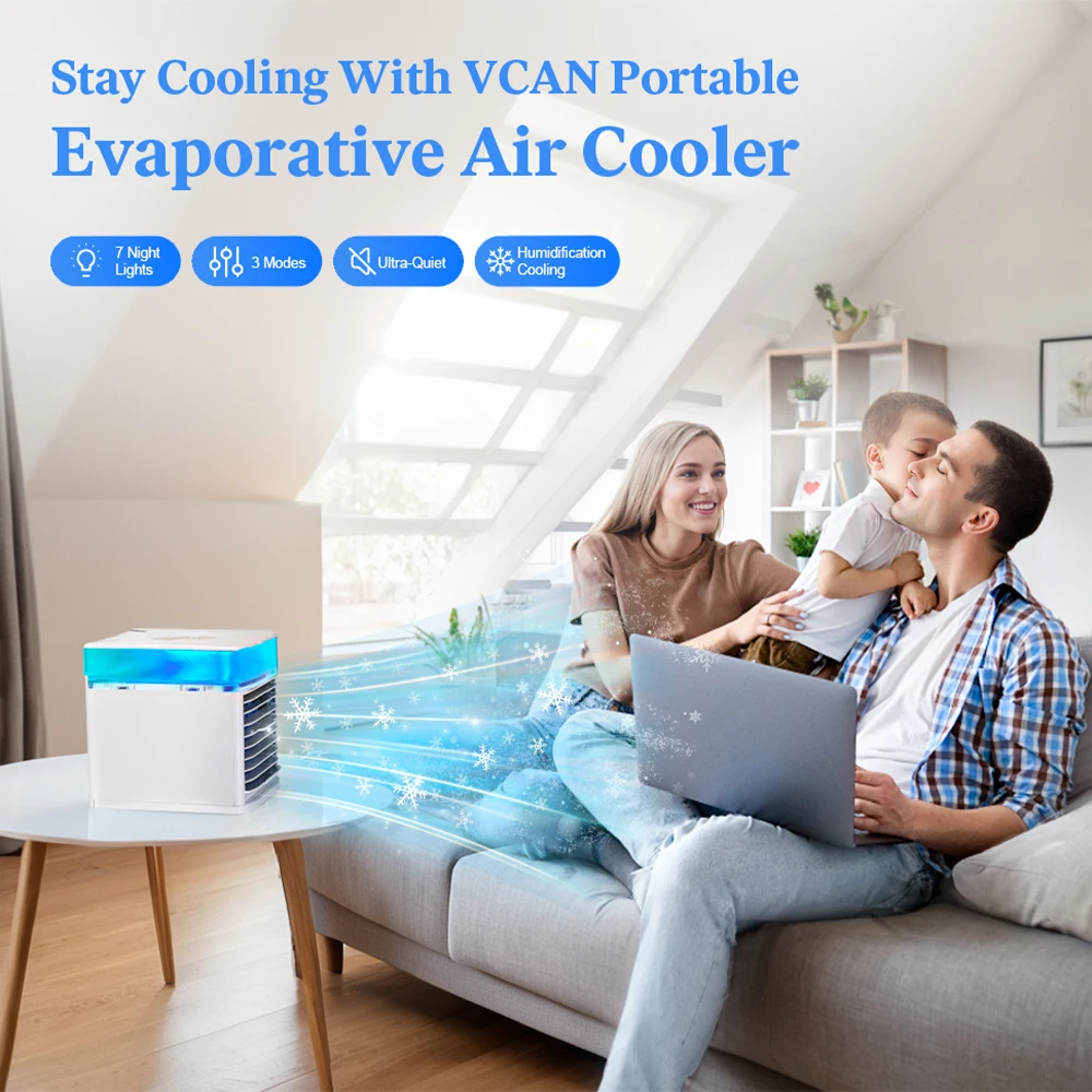 Portable Ac Desktop Air Conditioner With 7 Colors Led Lights Mini Air ...