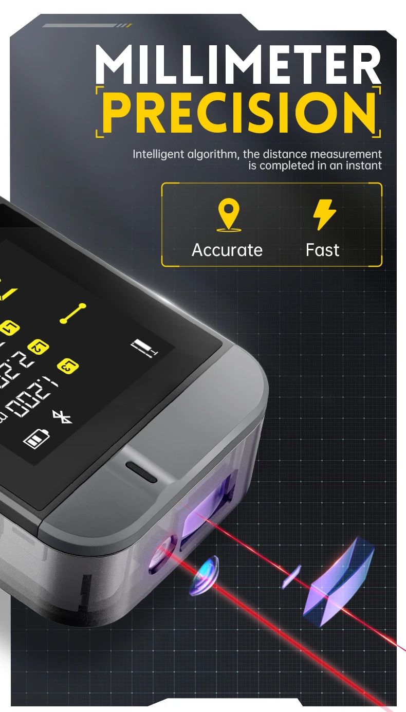 Smart Portable Pocket Laser Distance Meter 40M Millimeter Measurement ...