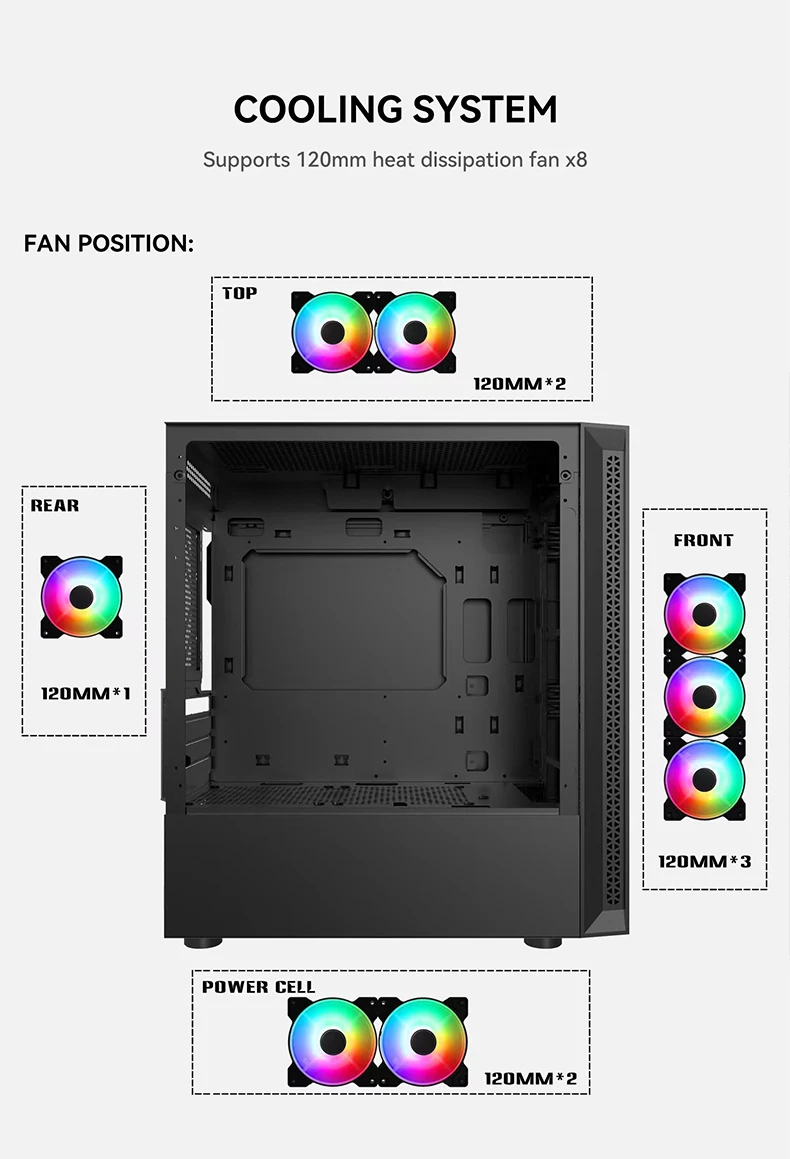 Atx Pc Case Gaming Chassis USB 2.0 USB 3.0 Tempered Glass Pc Case ...