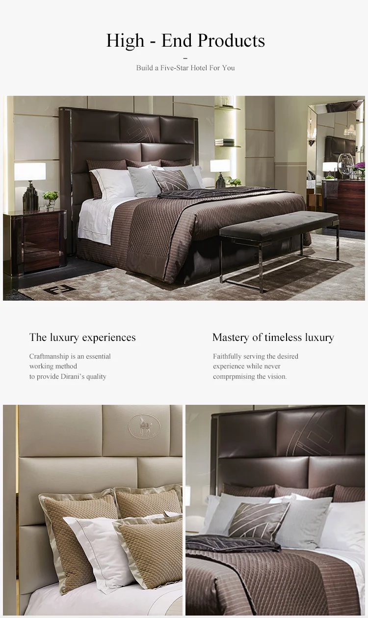 Factory Five Star Hotel Room king Bed Frame Platform 3 4 5 Star Leather ...