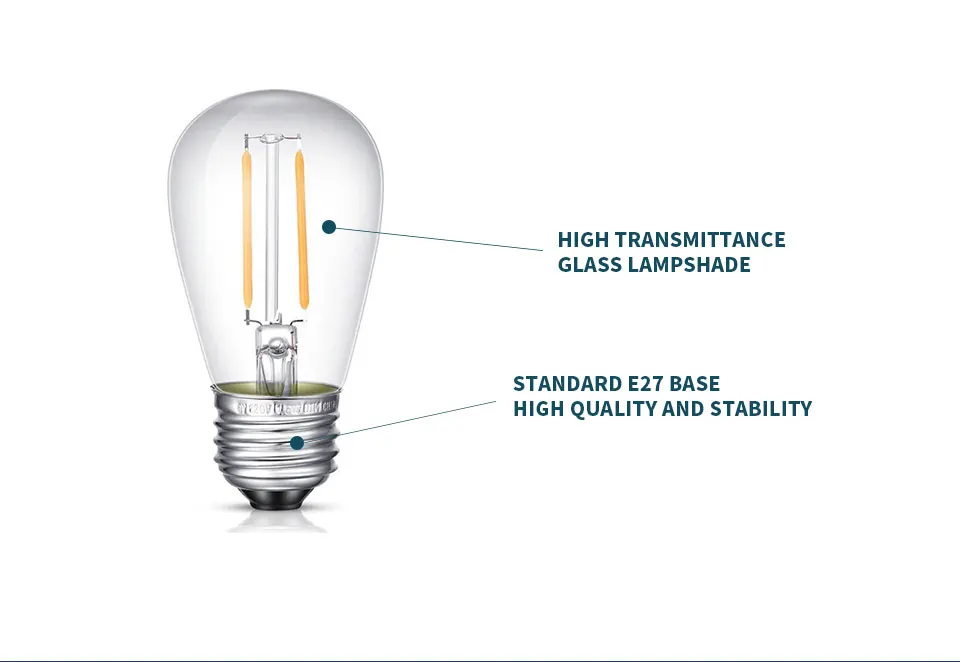 48ft S14 Bulb Christmas Party Garden Decorative Lighting Waterproof ...