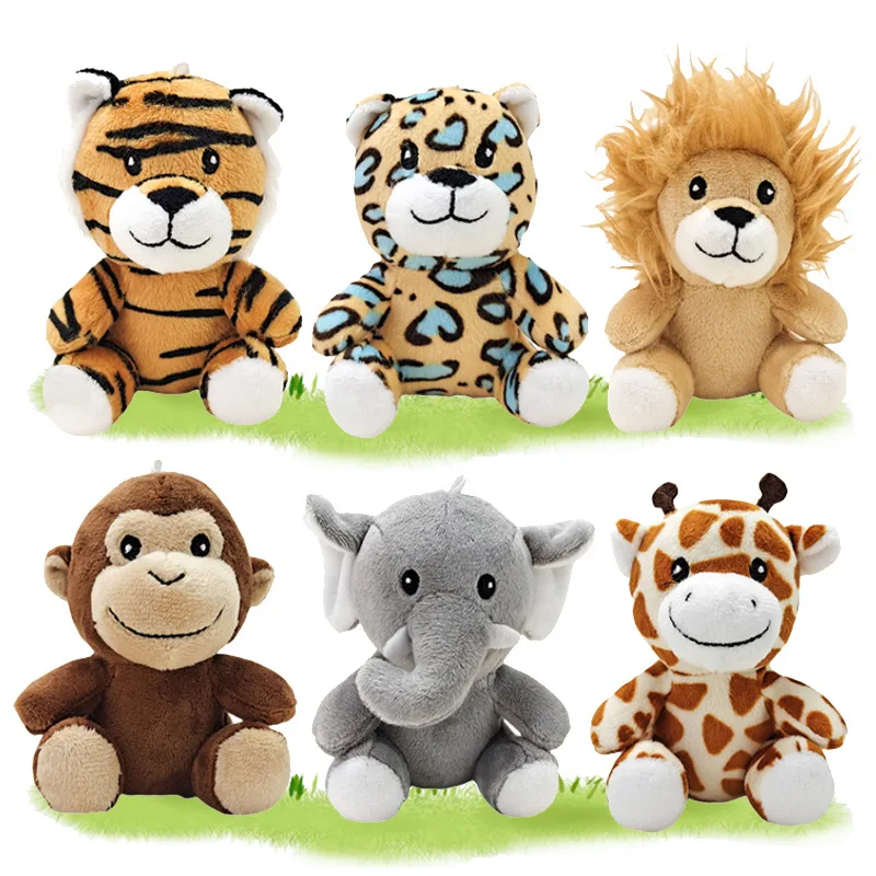 Animals Plush Jungle Animal Toy Set Lion Elephant Leopard Giraffe Tiger ...