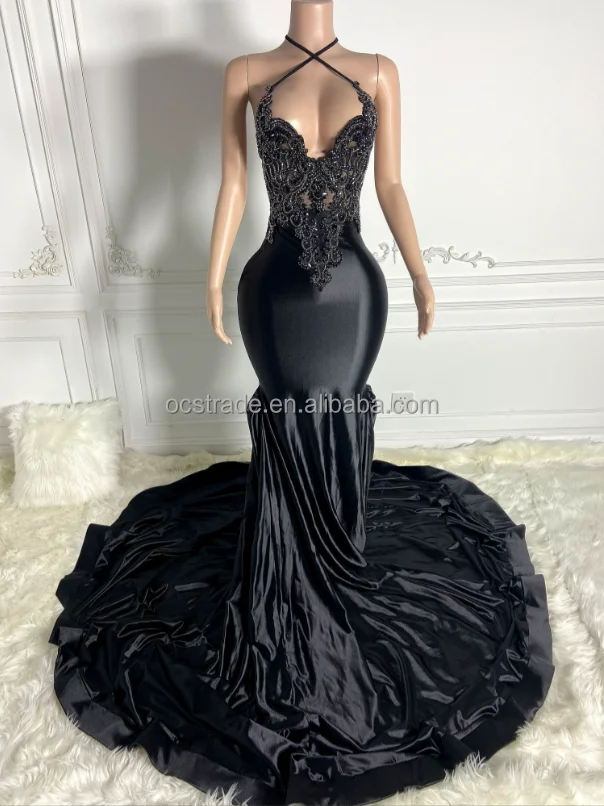 Ocstrade Hand Made Rhinestone Black Prom Party Dresses 2023 Ball Gown ...