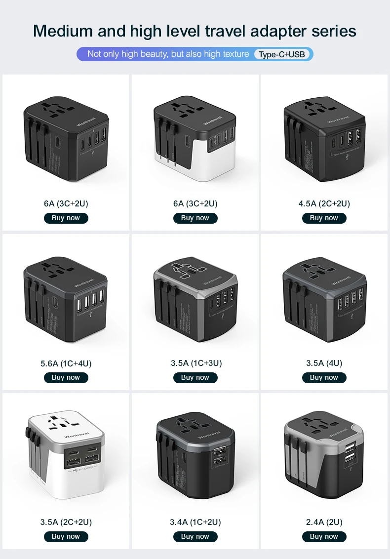 Wontravel Newest Ac 1840w Wideworld Travel Adaptor Multi Plug Power ...