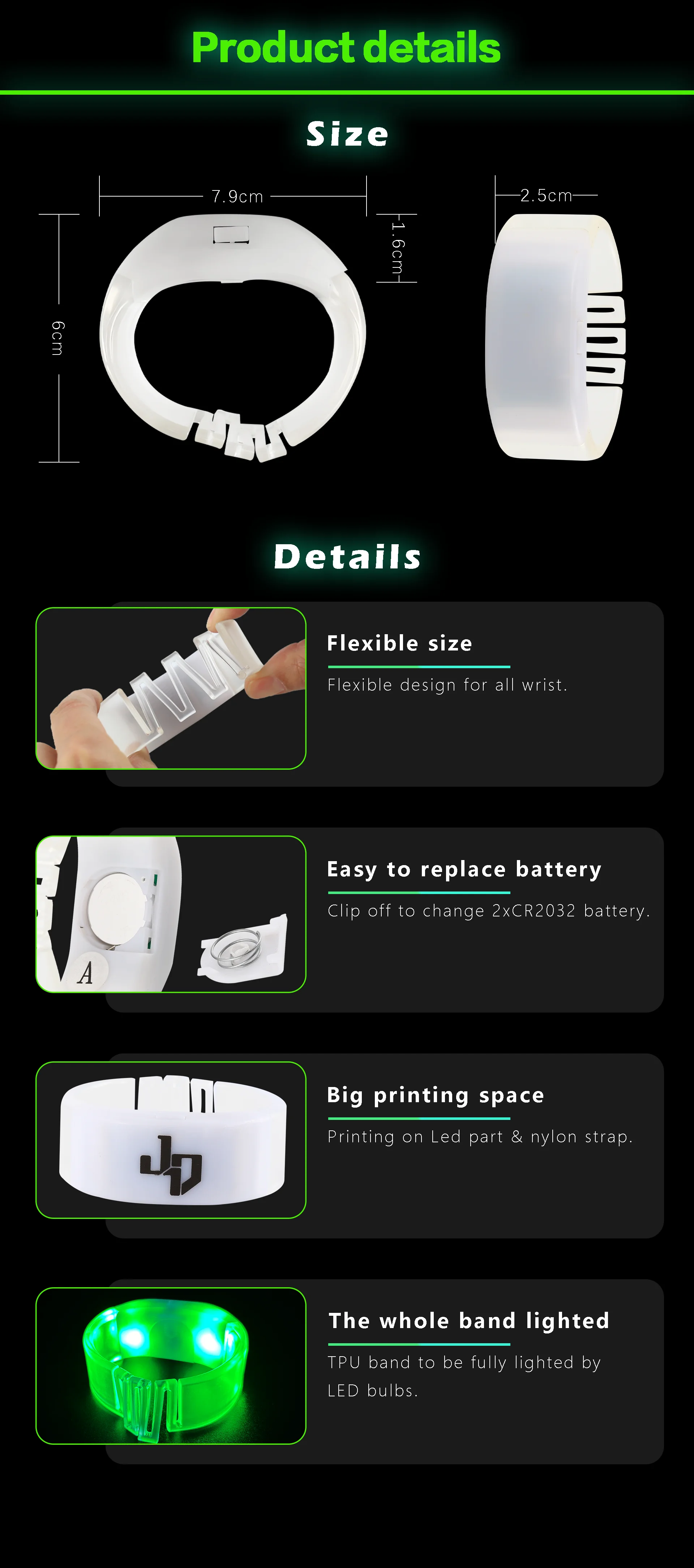 Long Distance Remote Controlled Led Wristbands Light up Bracelets for ...