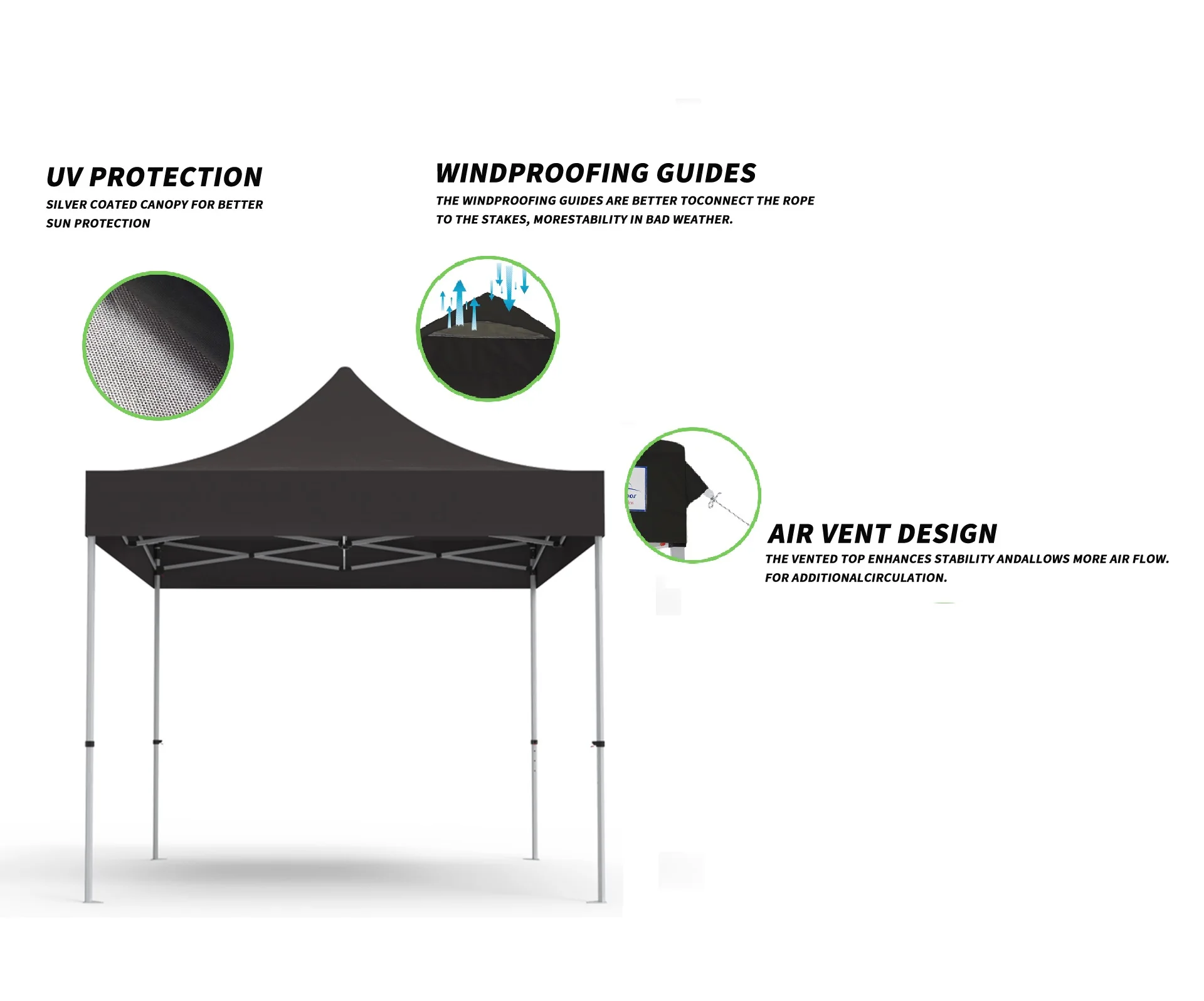 3x3m Tent with 420D Oxford Fabric - Waterproof & Durable