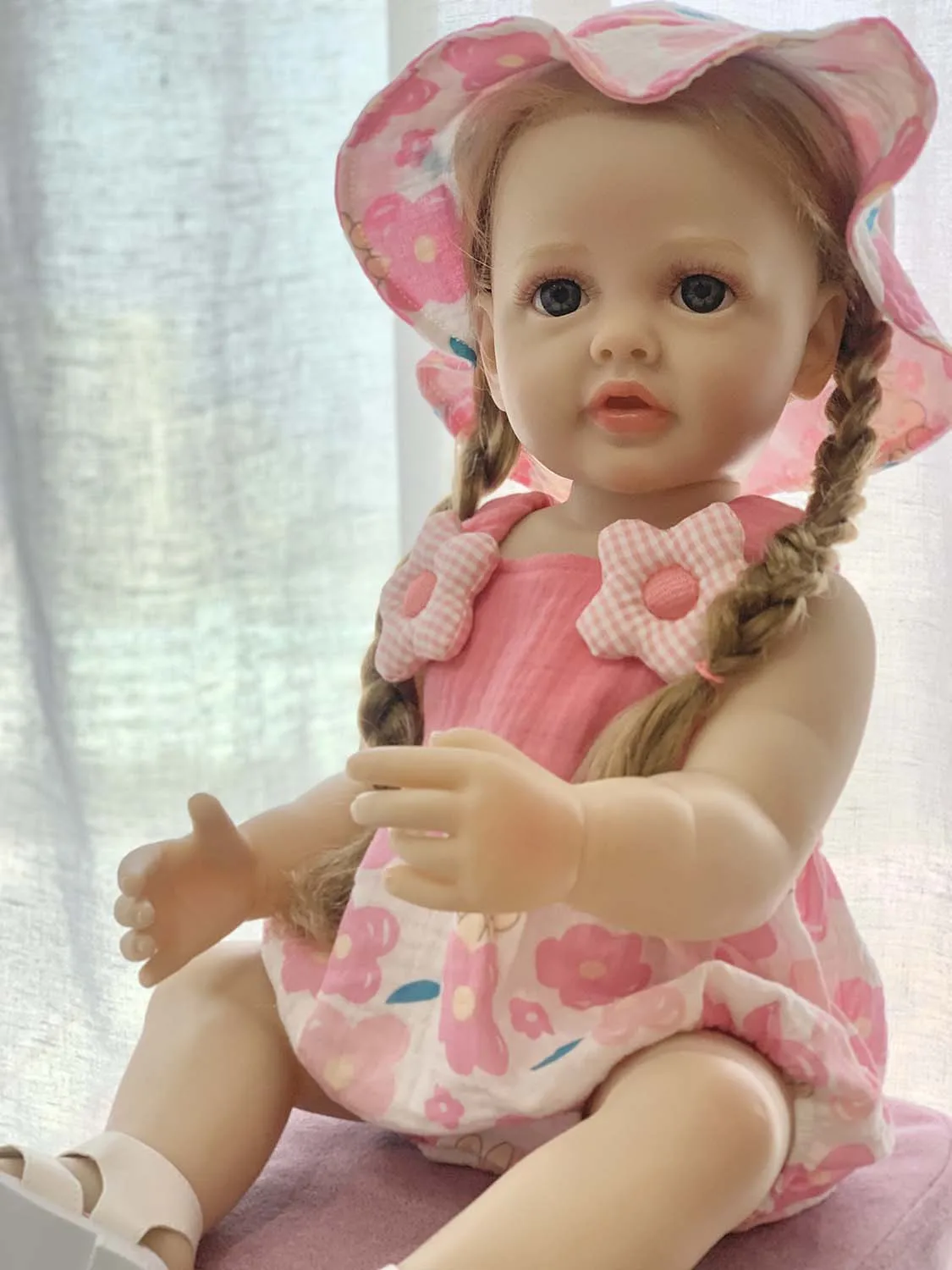 R&B 48cm Realistic Smiling Awake Reborn Toddler Girls Boneco