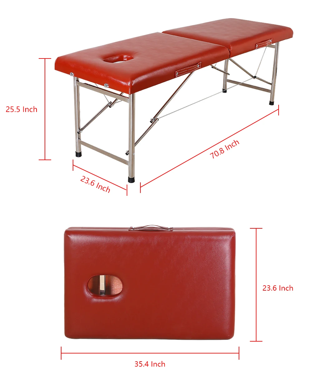 Folding Full Body Massage Table Adjustable Height Beauty Salon Massage ...