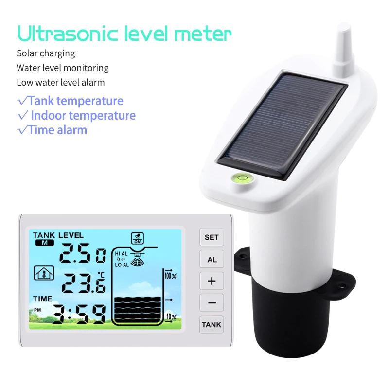 Wireless Ultrasonic Solar Level Sensor Indicator for Pump Control Tank ...
