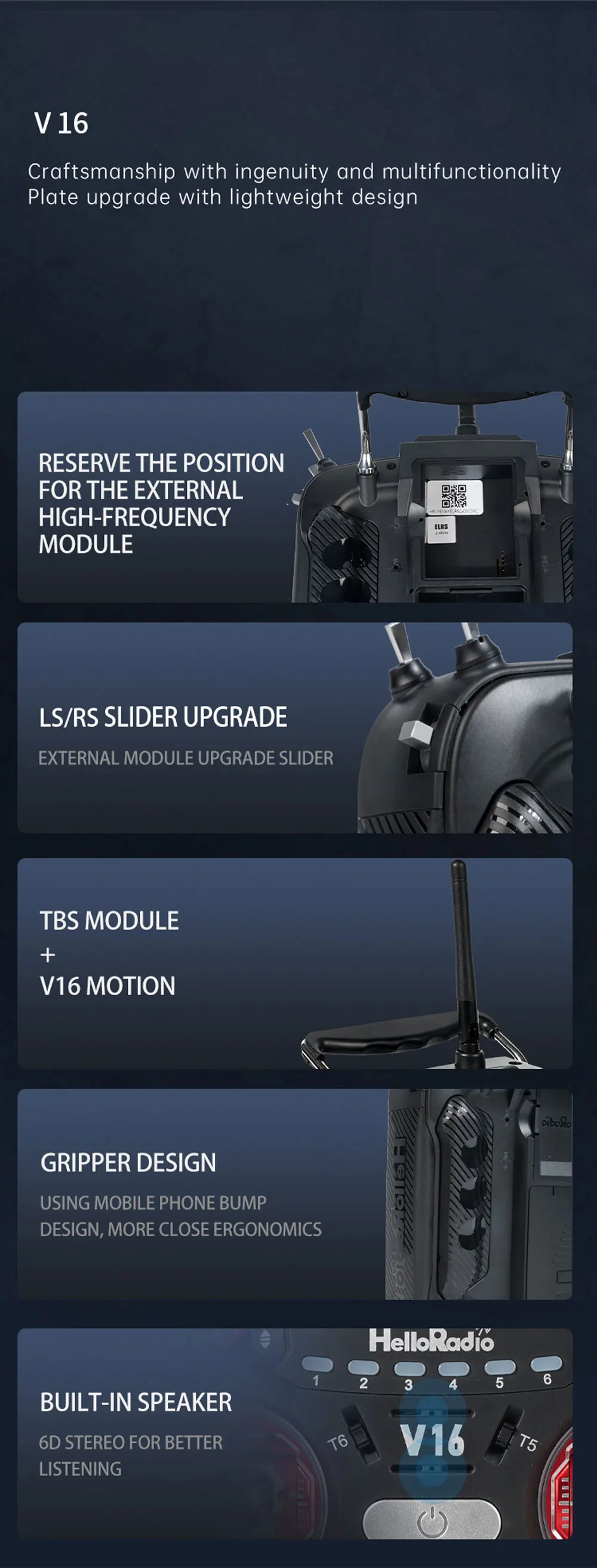 HelloRadio V16 /Pro/MAX Remote Control ELRS Transmitter Support EDGETX ...