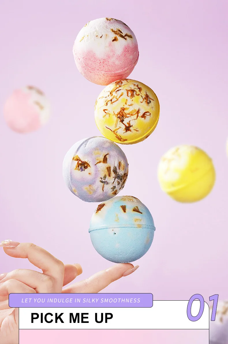 Natural Vegan Dried Flower Salt Ball Fizzies Bombs Gift Set Body ...
