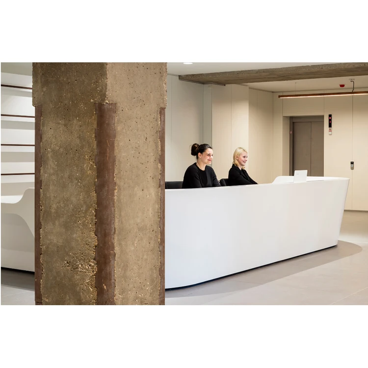 Solid Surface Bank Curved Modern Reception Desk Design