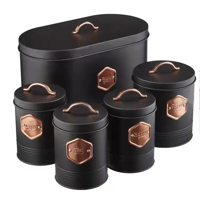 5 PCS Food Storage Jars - Durable Metal Canister Set