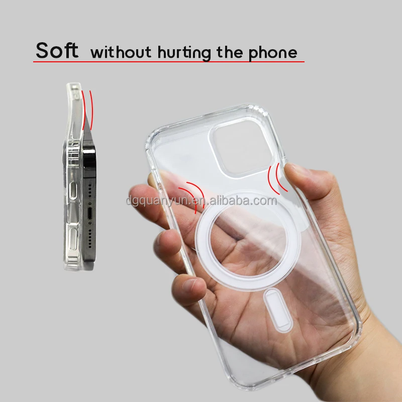 Transparent Clear Acrylic Magnetic Wireless Charging Phone Case For ...
