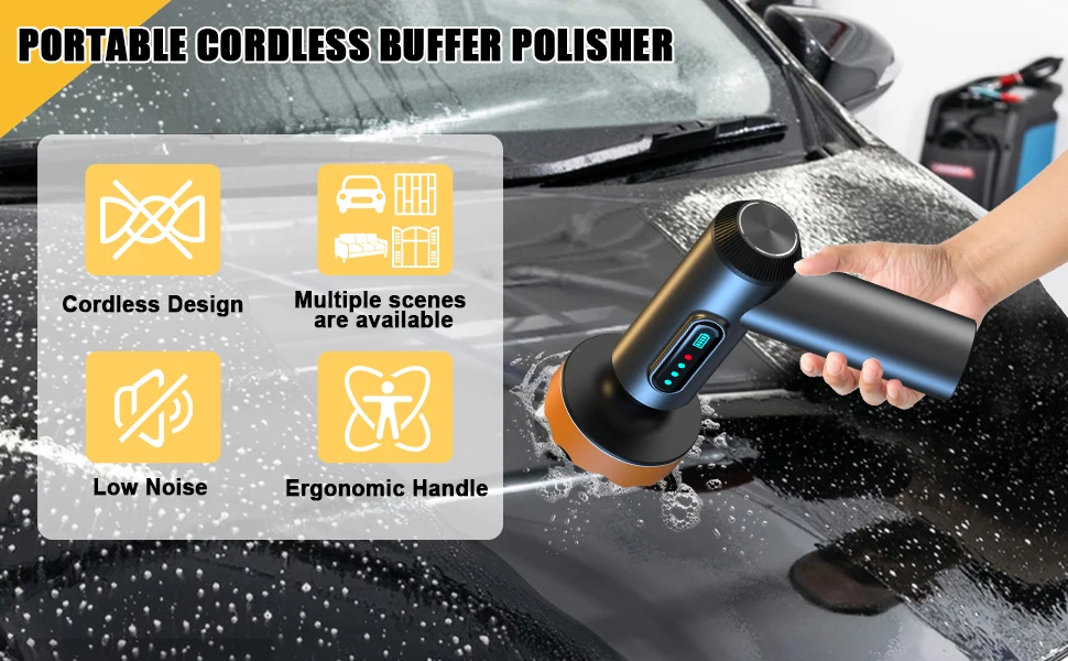 Portable Electric Car Buffing Machine 4000mah 2000rpm Auto Car ...