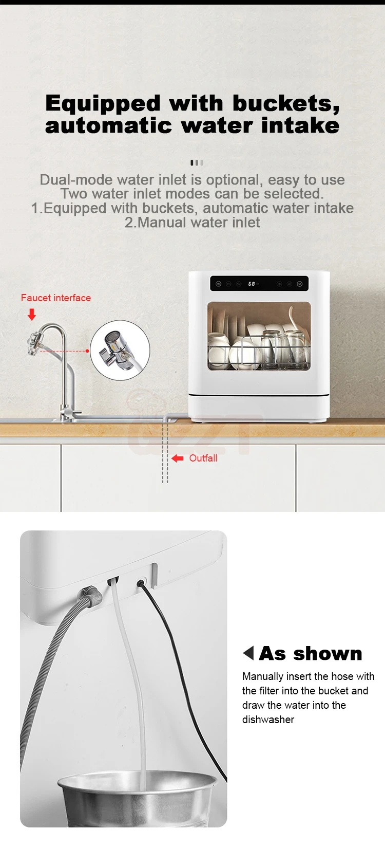 Mini Dish Washing Machine - 6 Sets Automatic Dishwasher