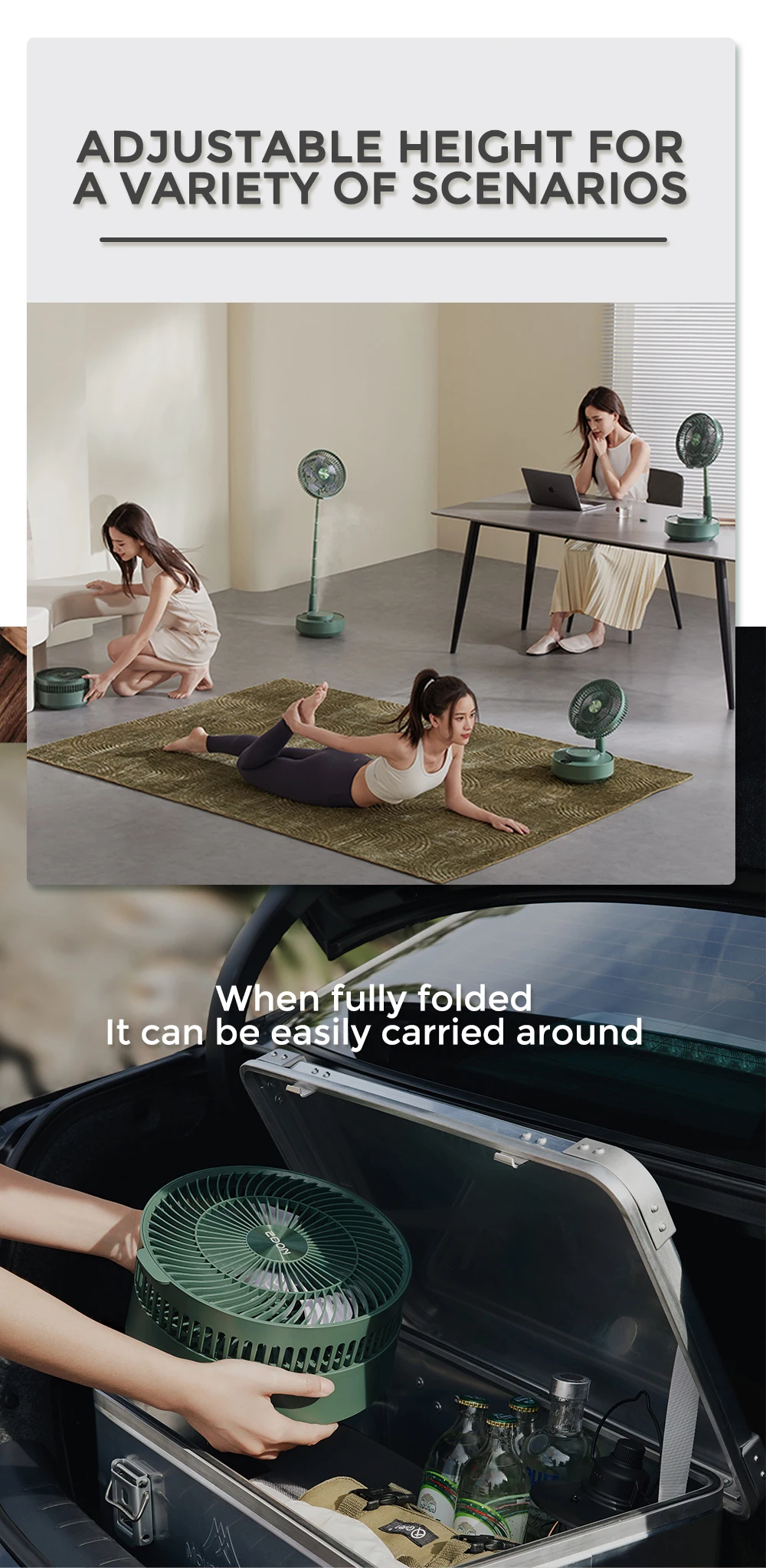 EDON Telescopic Folding Portable Outdoor Humidifier Stand Battery USB Fan