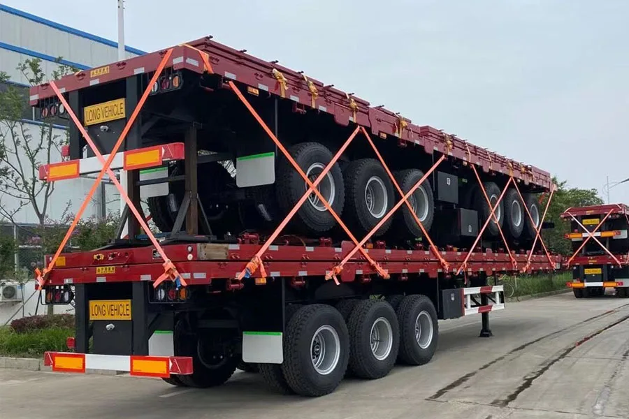 3 Axle 20ft 40ft Container Chassis Transport Flat Bed Flatbed Semi ...