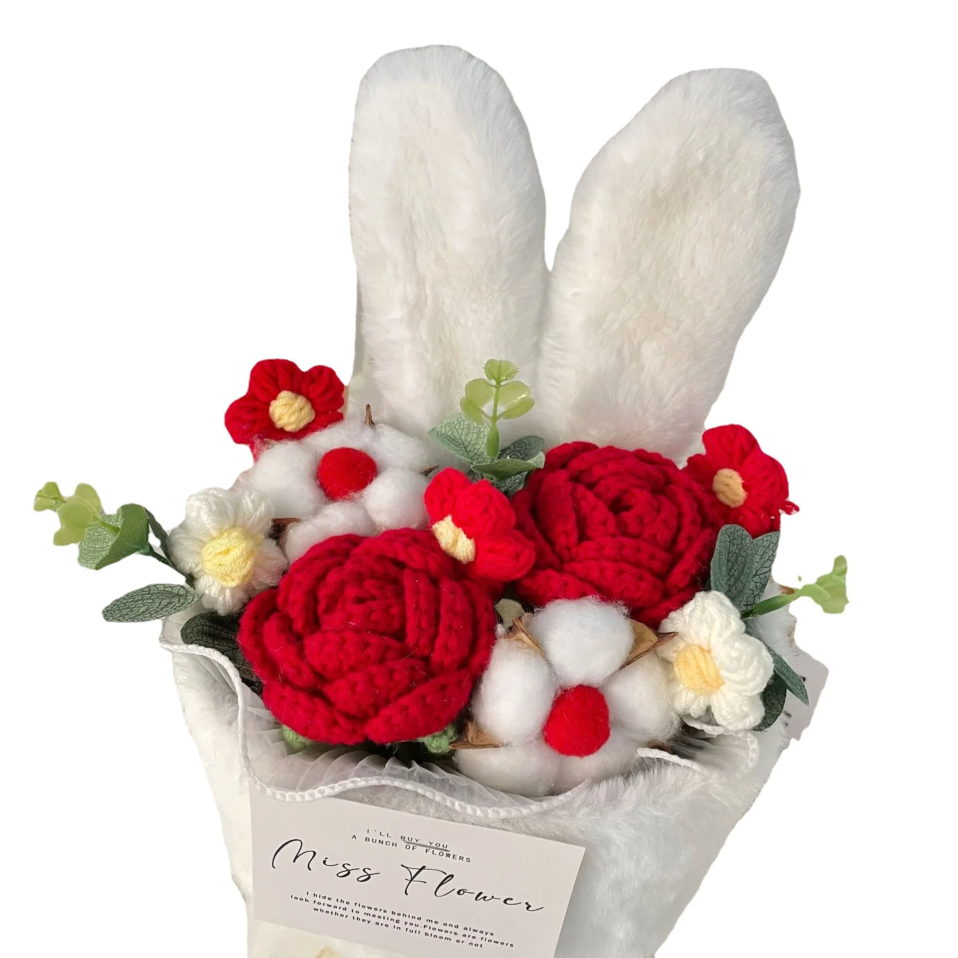 Wholesale Network Red Rabbit Ears Bouquet Knitted Doll Hot Sale Luxury ...