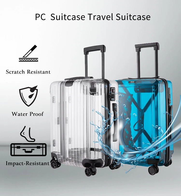 New Fashion Transparent Smart Aluminum Trolley Bags Travel Suitcase ...
