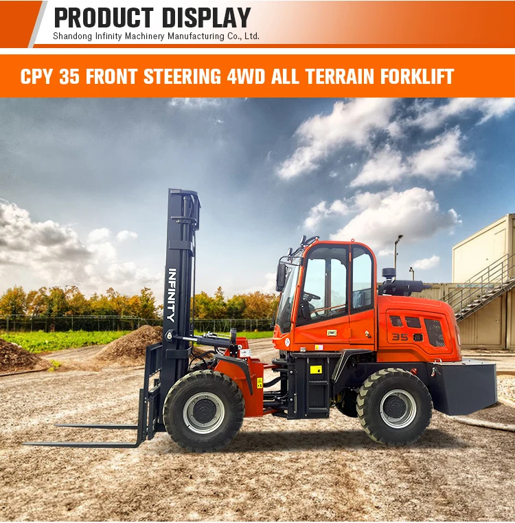 New Design Articulated Off Road Diesel Forklift 4wd All Four Wheel Drive 3ton 3.5ton Rough ...