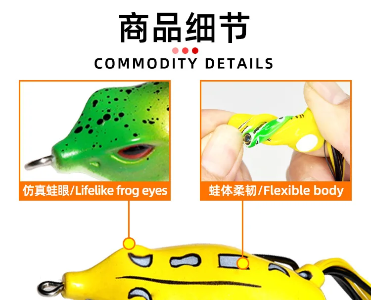 YONGXU Topwater Frog Lures - Realistic 3D Rubber Soft Bait