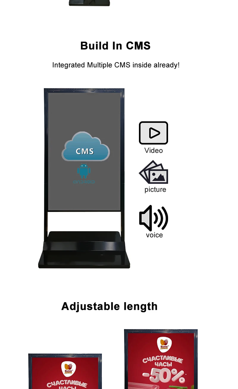 Floor Stand Retail Window Display Android 24/7 55 Inch Hd Screen Ultra ...