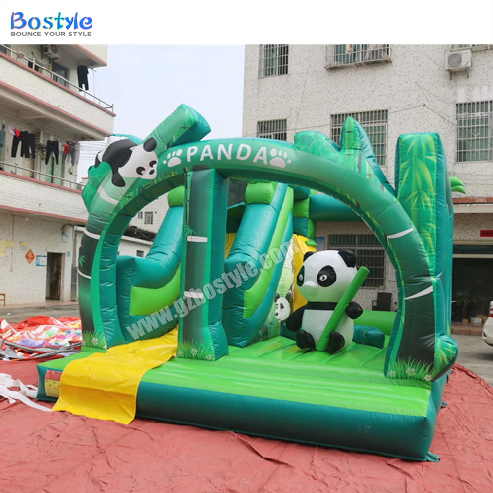 Commercial Inflatable Panda Castle Dry Slide Inflatable Obstacle Race ...