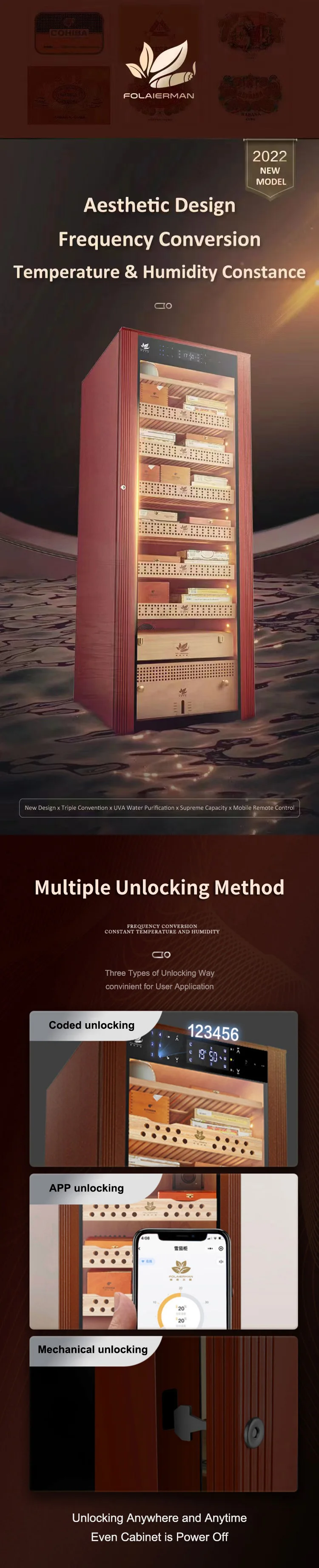 2024 Popular Embarco Compressor Cigar Humidor 325l Large Capacity ...