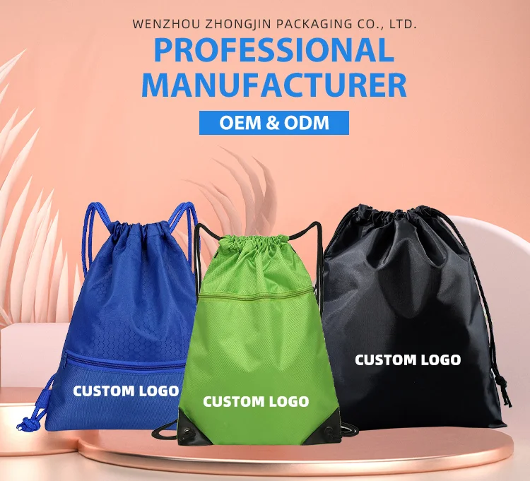 Custom Logo 210D Polyester Drawstring Backpack - Durable & Stylish