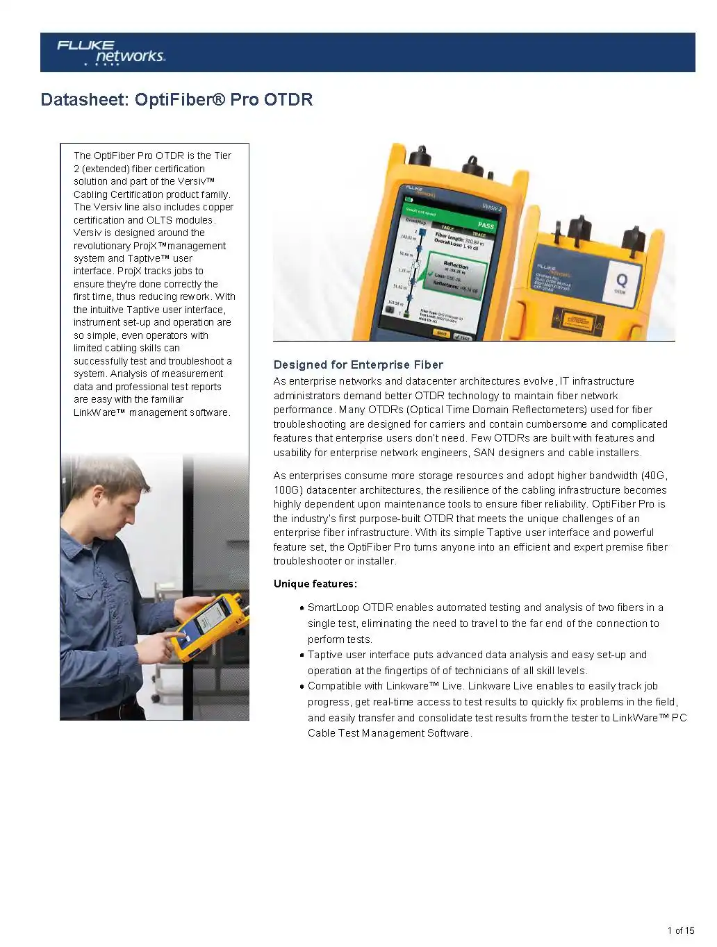 Fluke Networks OFP2-100-Q for Single-mode Fiber and Multimode Fiber ...