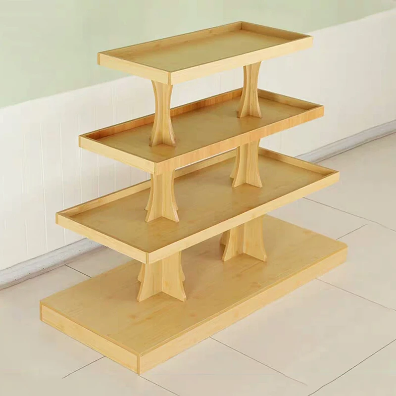 Custom Wooden Display Shelf Tower - Double-Sided Wood Display Stand for ...