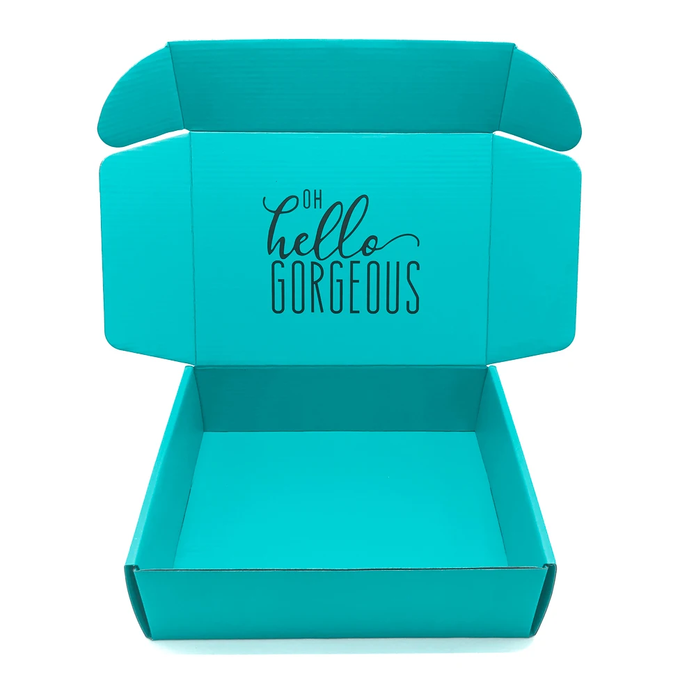 Custom Corrugated Packaging Large Lash Makeup Eyelash Nail Jewelry Teal Shipping Mailer Gift Box ...