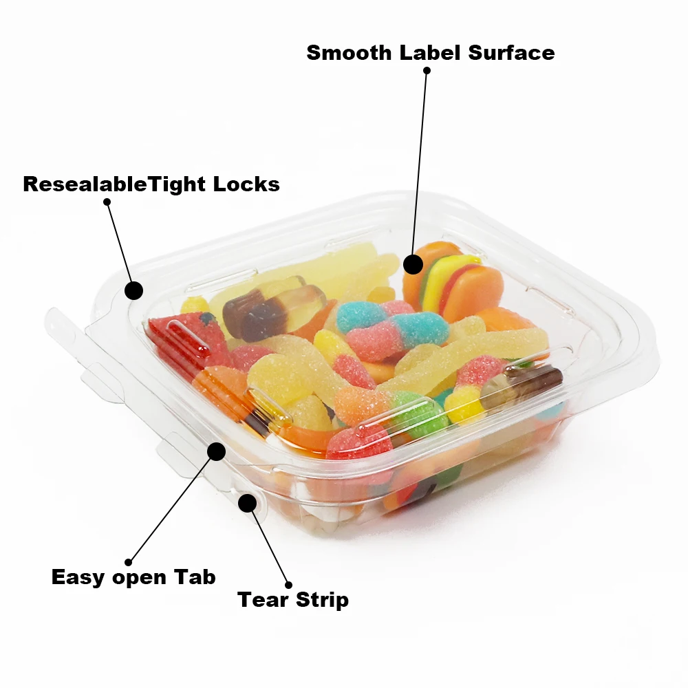 12 Oz Clear Tamper Resistant Hinged Container Plastic PET Tamper ...