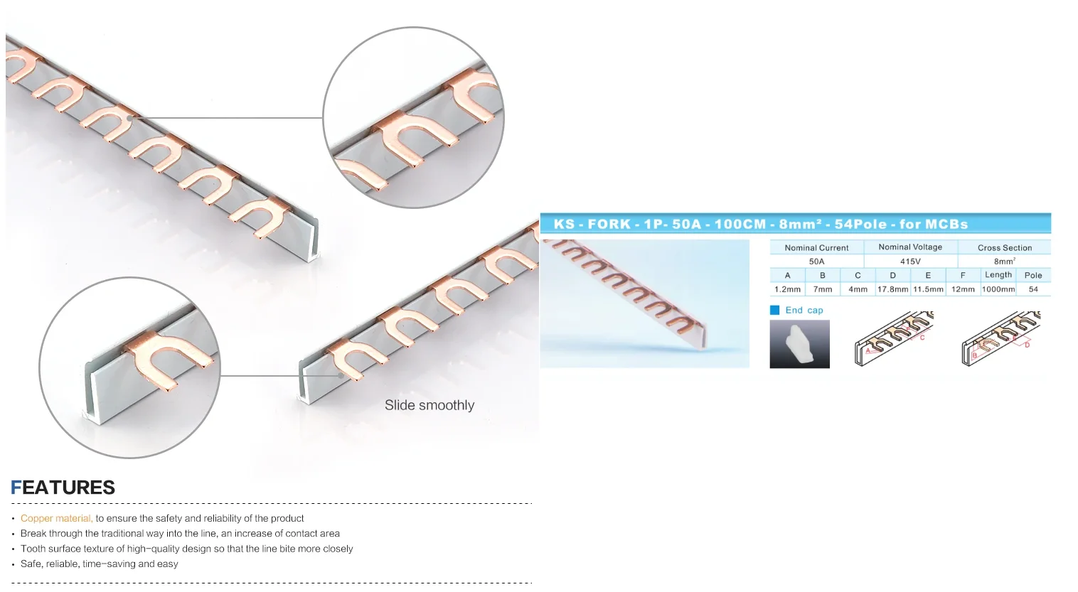 FORK U Type MCB BUSBAR Brass Terminal - Reliable Power Distribution
