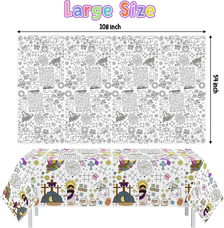 Easter Coloring Tablecloth For Kids Disposable Rectangle Kids Color-in ...