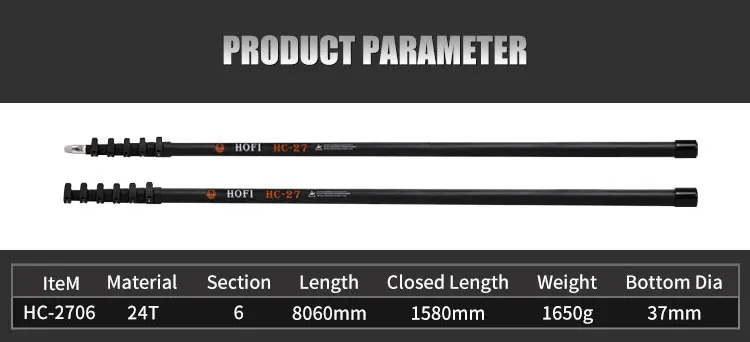 HOFI Carbon Fibre Telescopic Pole - 15m Customizable Length